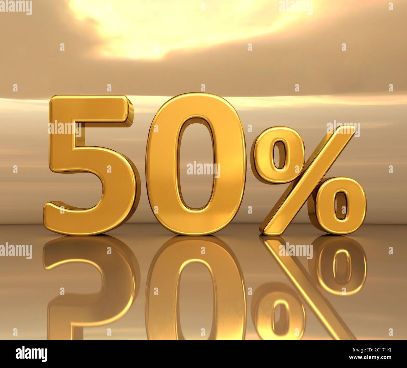 Gold 50%, Fifty Percent Discount Sign Stock Photo - Alamy