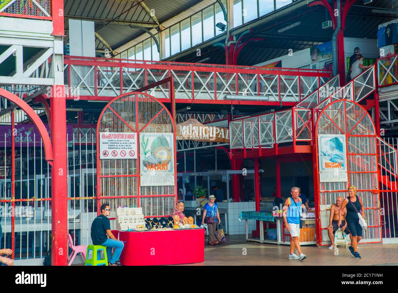 View of the landmark market de Papeete, a large covered public market ...