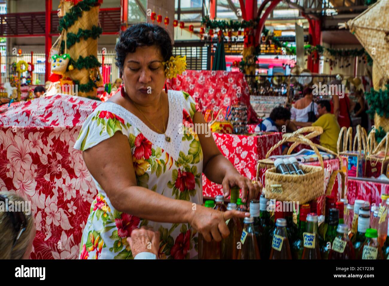 View of the landmark market de Papeete, a large covered public market ...
