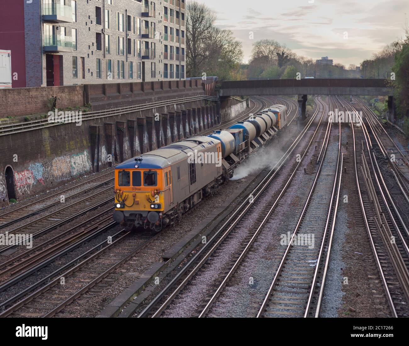GB Railfreight class 73 dual mode locomotive passing Clapham Junction ...