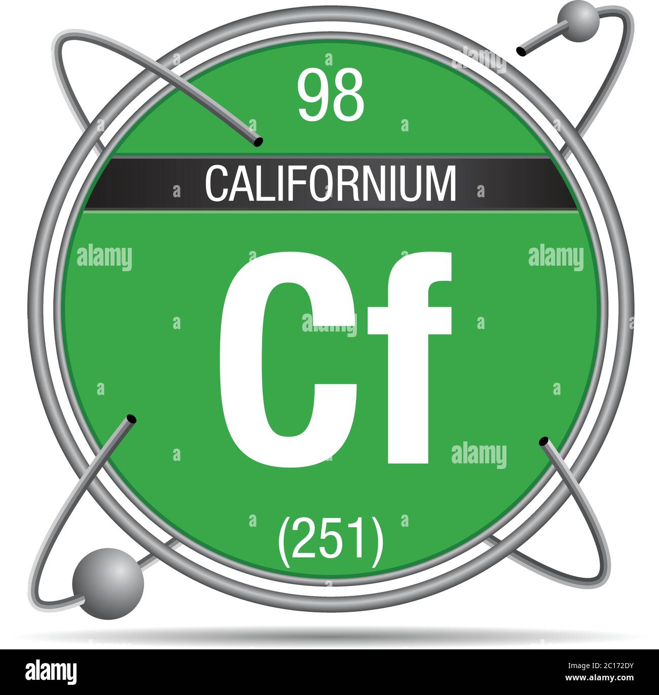 Californium symbol inside a metal ring with colored background and ...