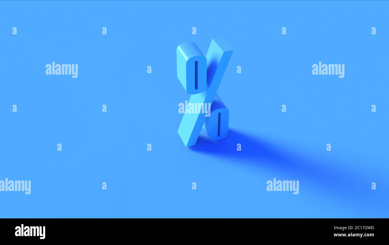 Bright Blue Percent Sign 3d illustration 3d render Stock Photo - Alamy