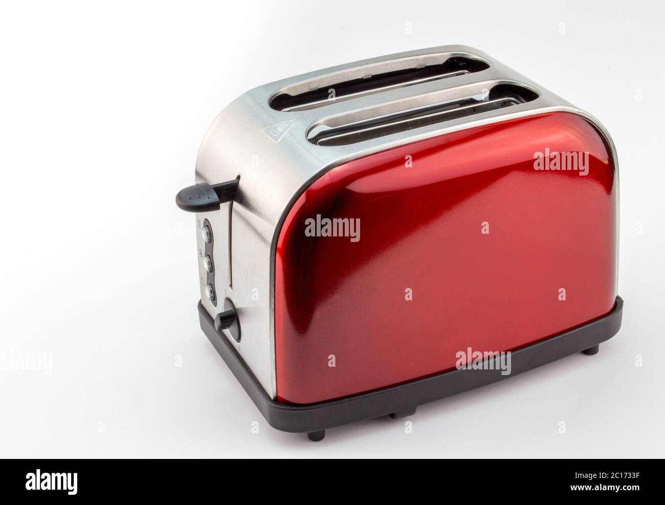 Bright red shiny retro toaster isolated on white Stock Photo - Alamy