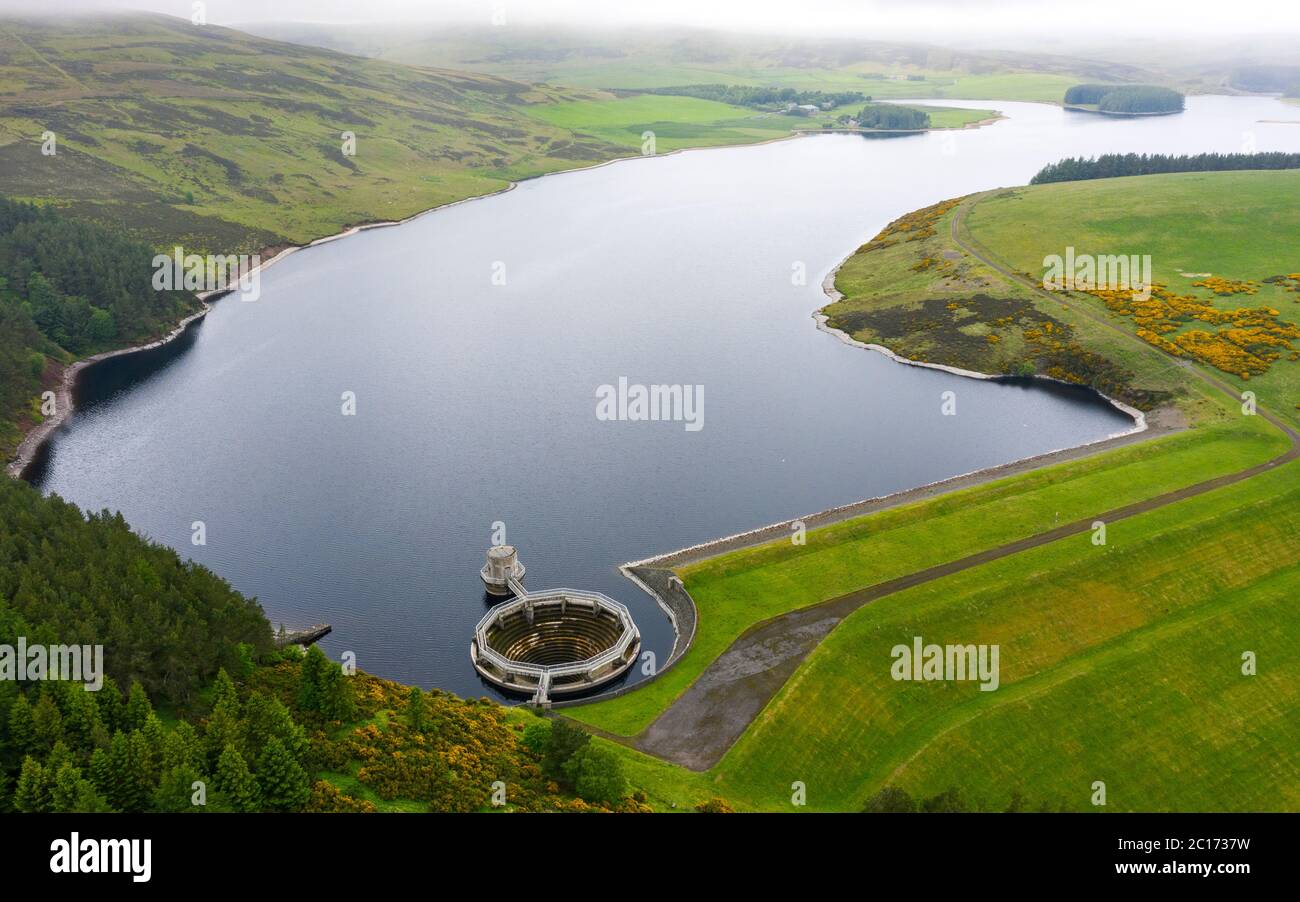 Aerial view of Whiteadder reservoir in East Lothian. Scotland, UK Stock ...