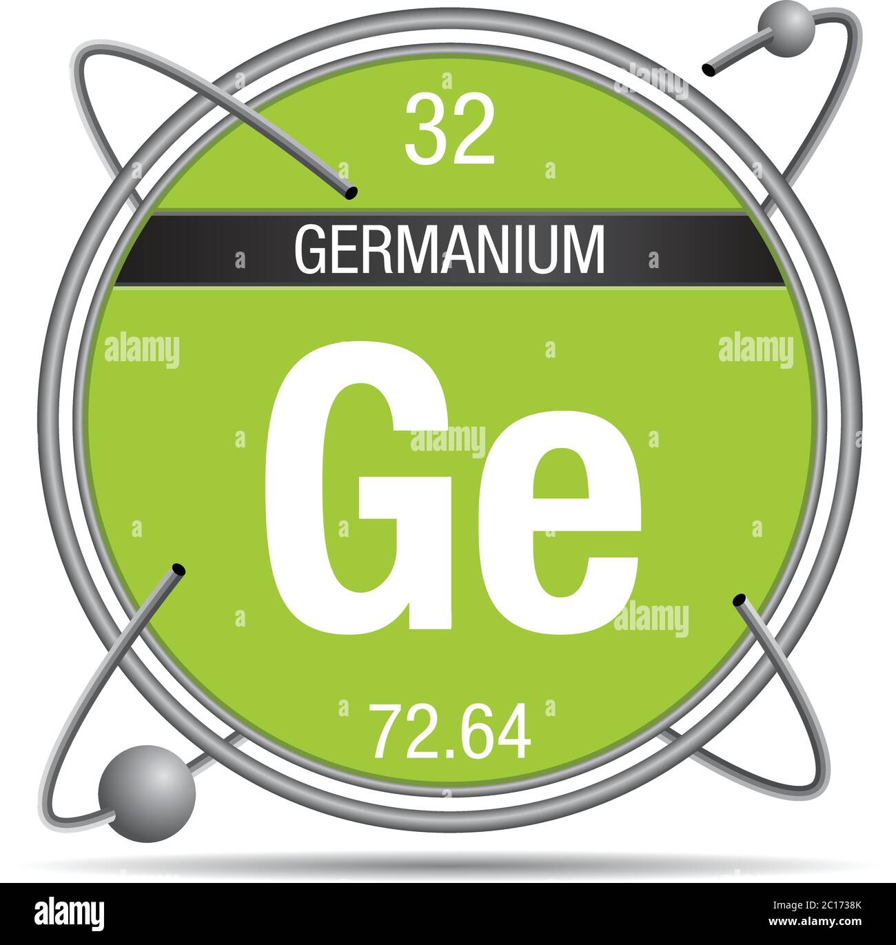 Germanium symbol inside a metal ring with colored background and ...