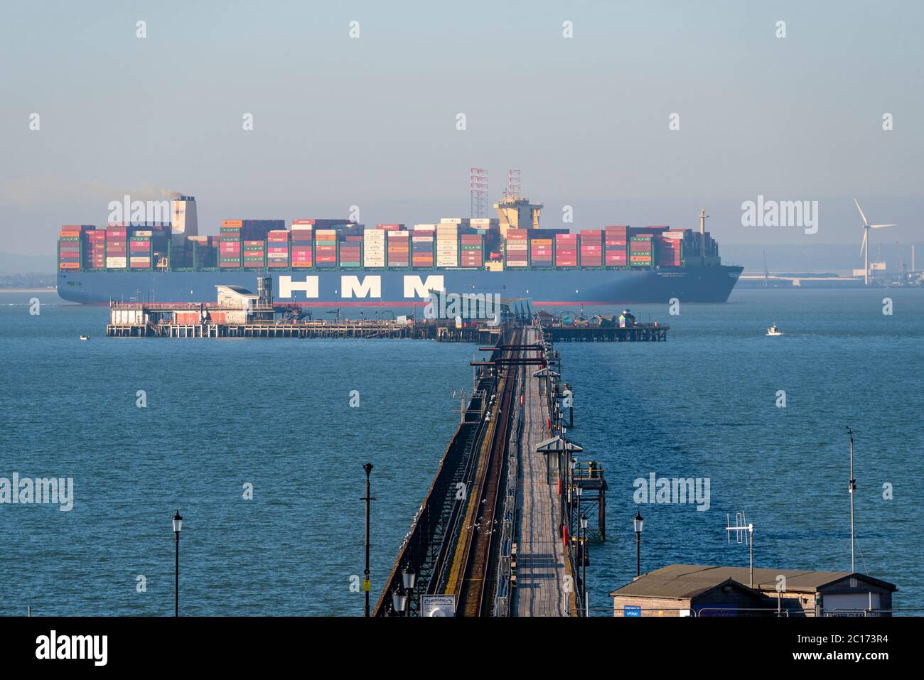 Worlds largest container ship HMM Algeciras passing Southend Pier on ...