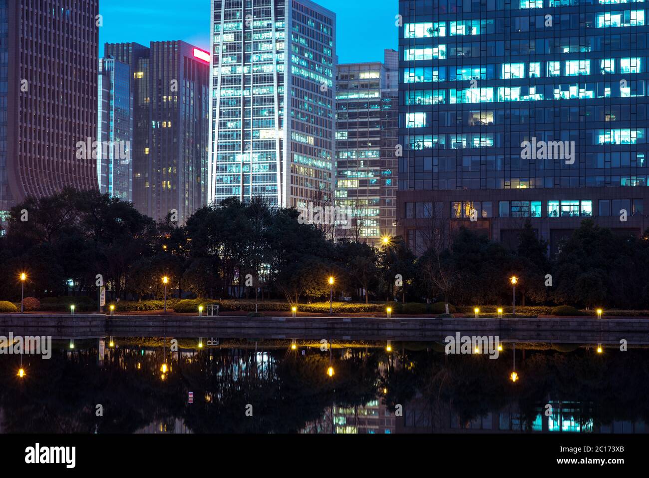 modern buildings near river Stock Photo - Alamy