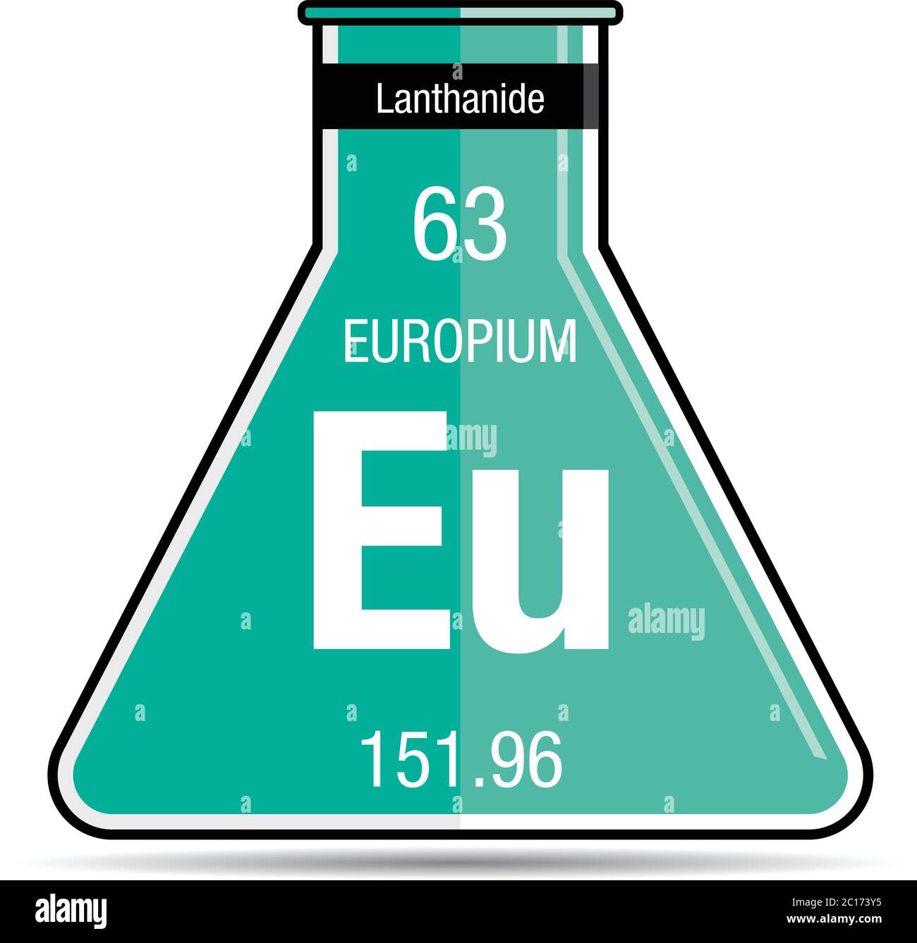 Europium Symbol on chemical flask. Element number 63 of the Periodic ...