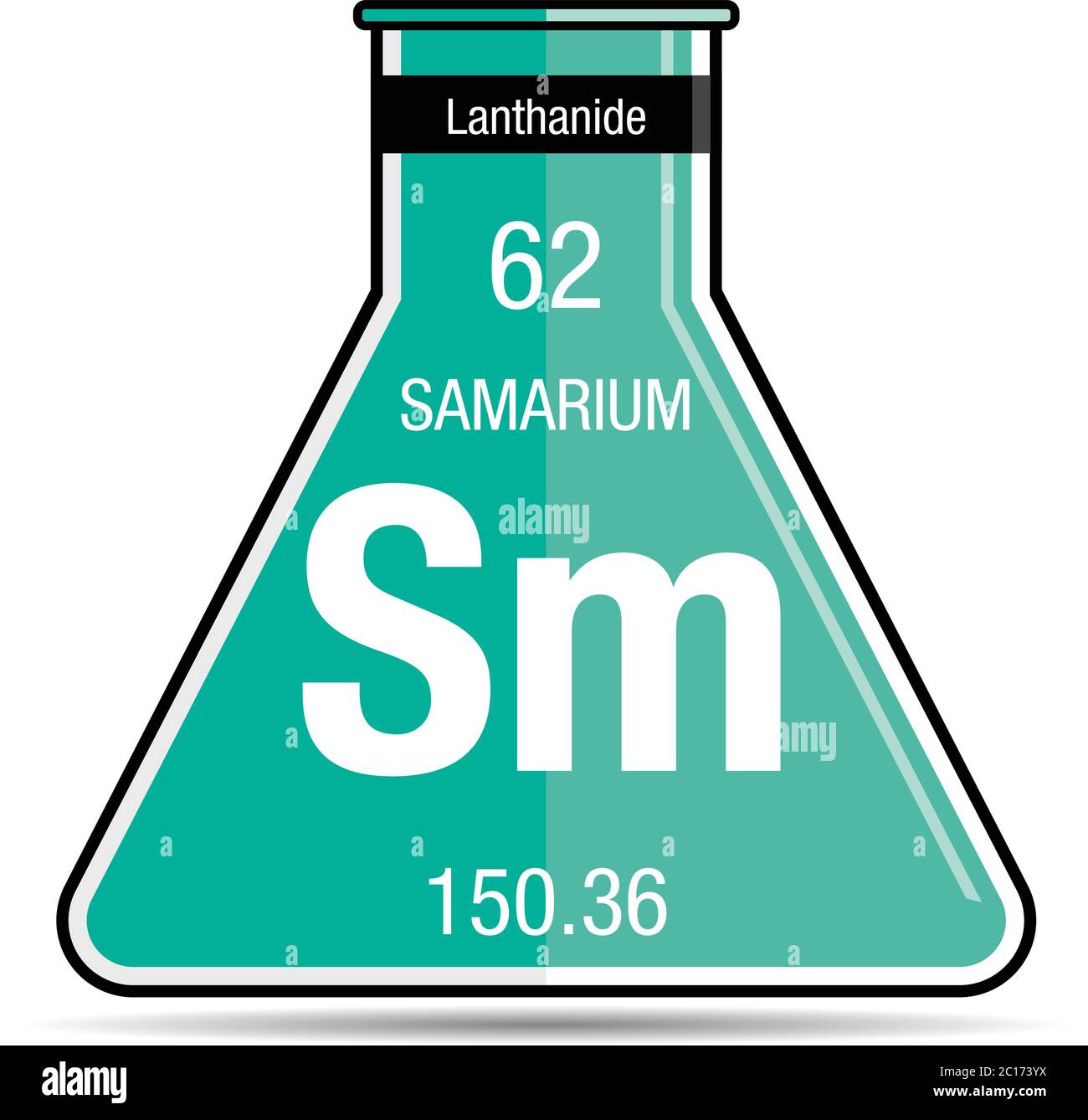Samarium symbol on chemical flask. Element number 62 of the Periodic ...