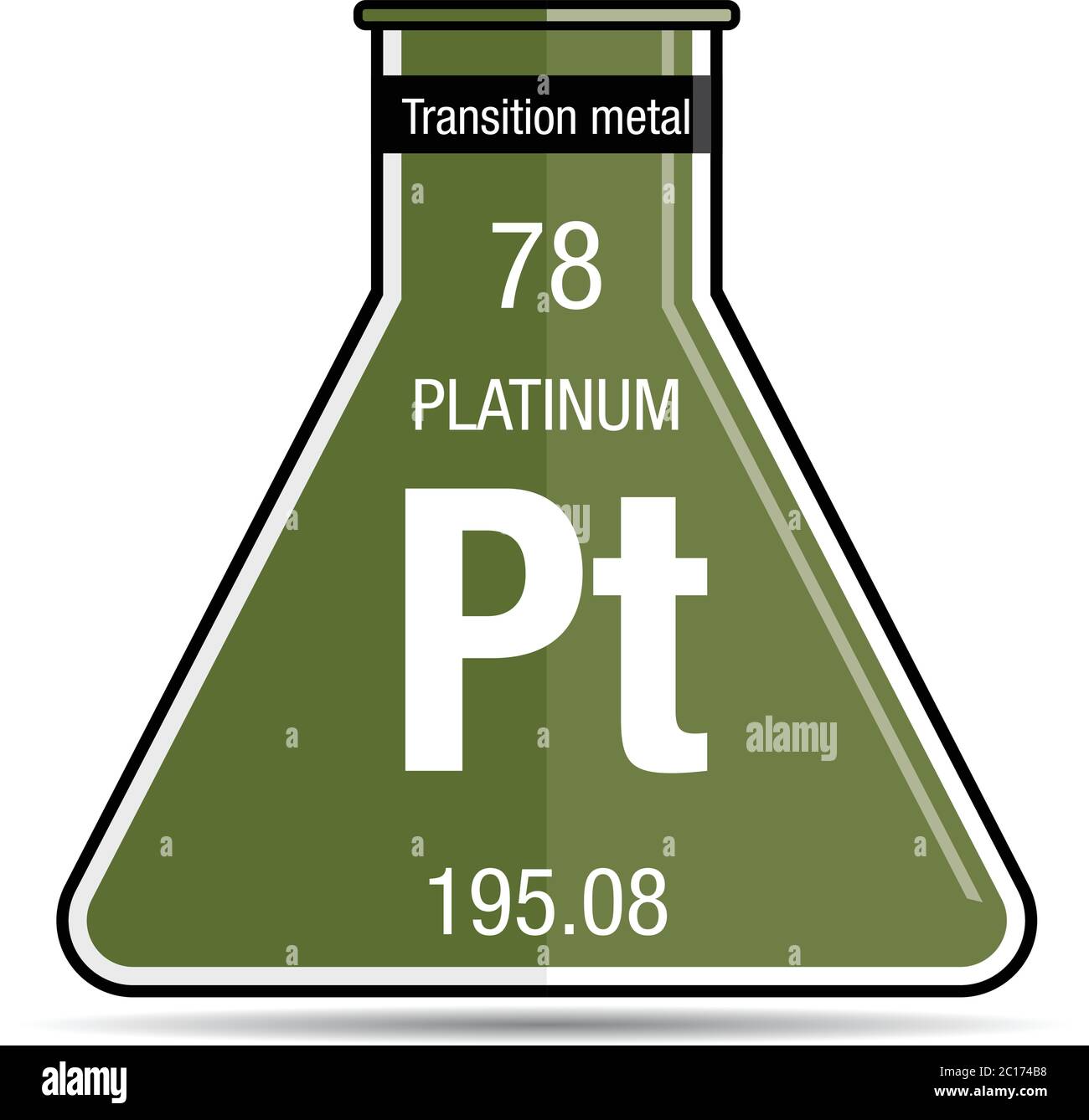 Platinum symbol on chemical flask. Element number 78 of the Periodic ...