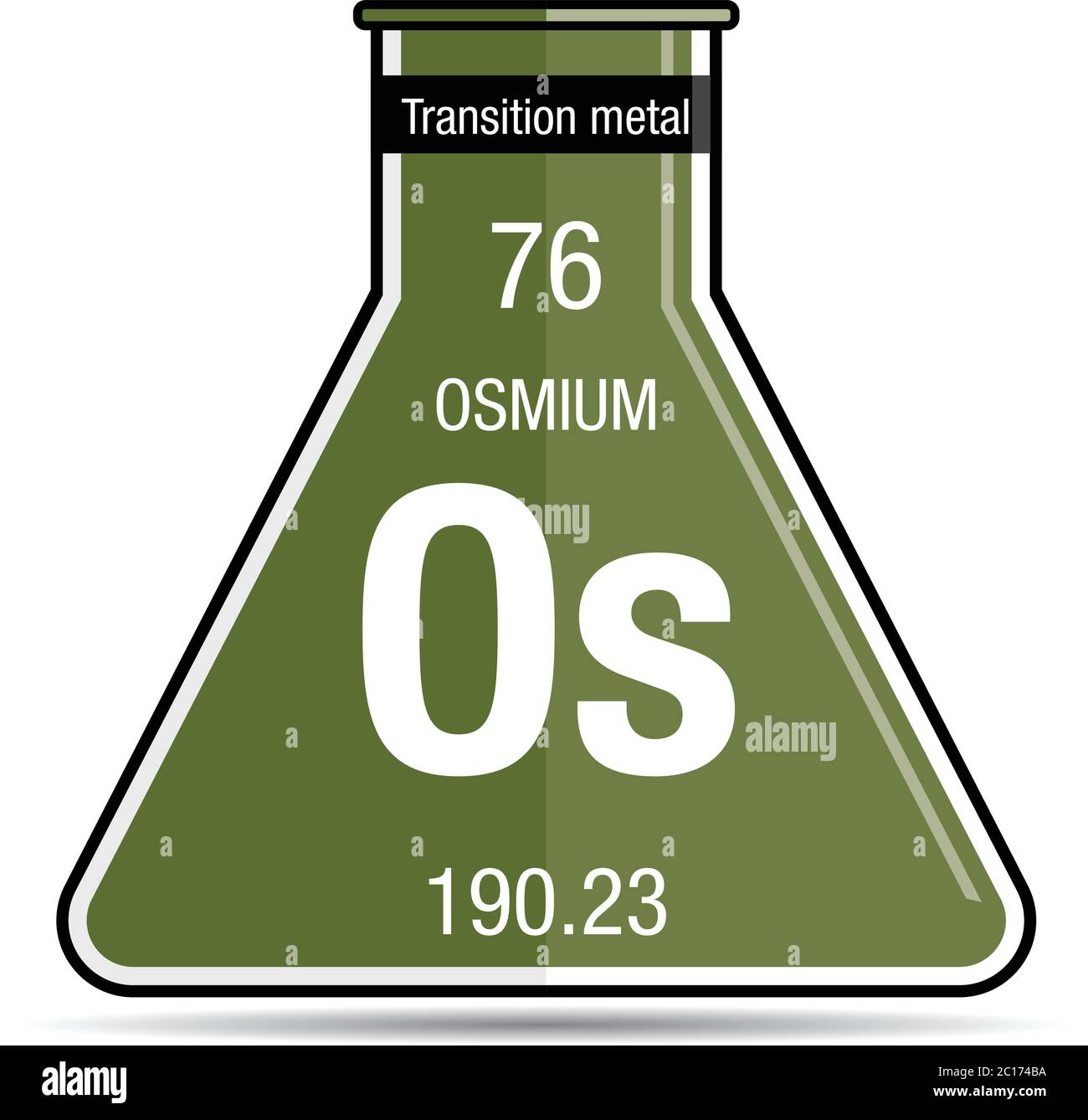 Osmium symbol on chemical flask. Element number 76 of the Periodic ...
