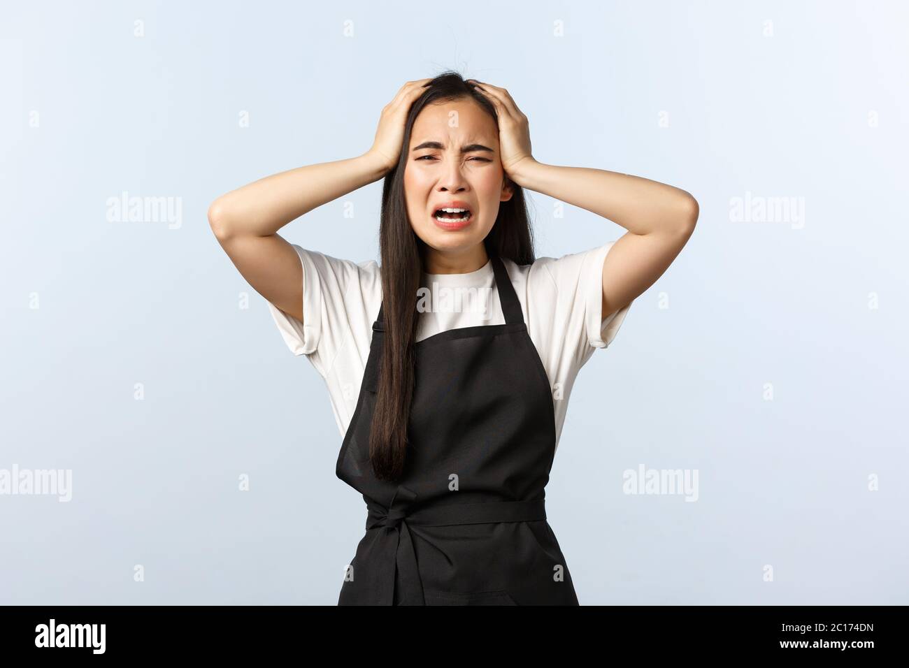 Coffee shop, small business and startup concept. Desperate and ...