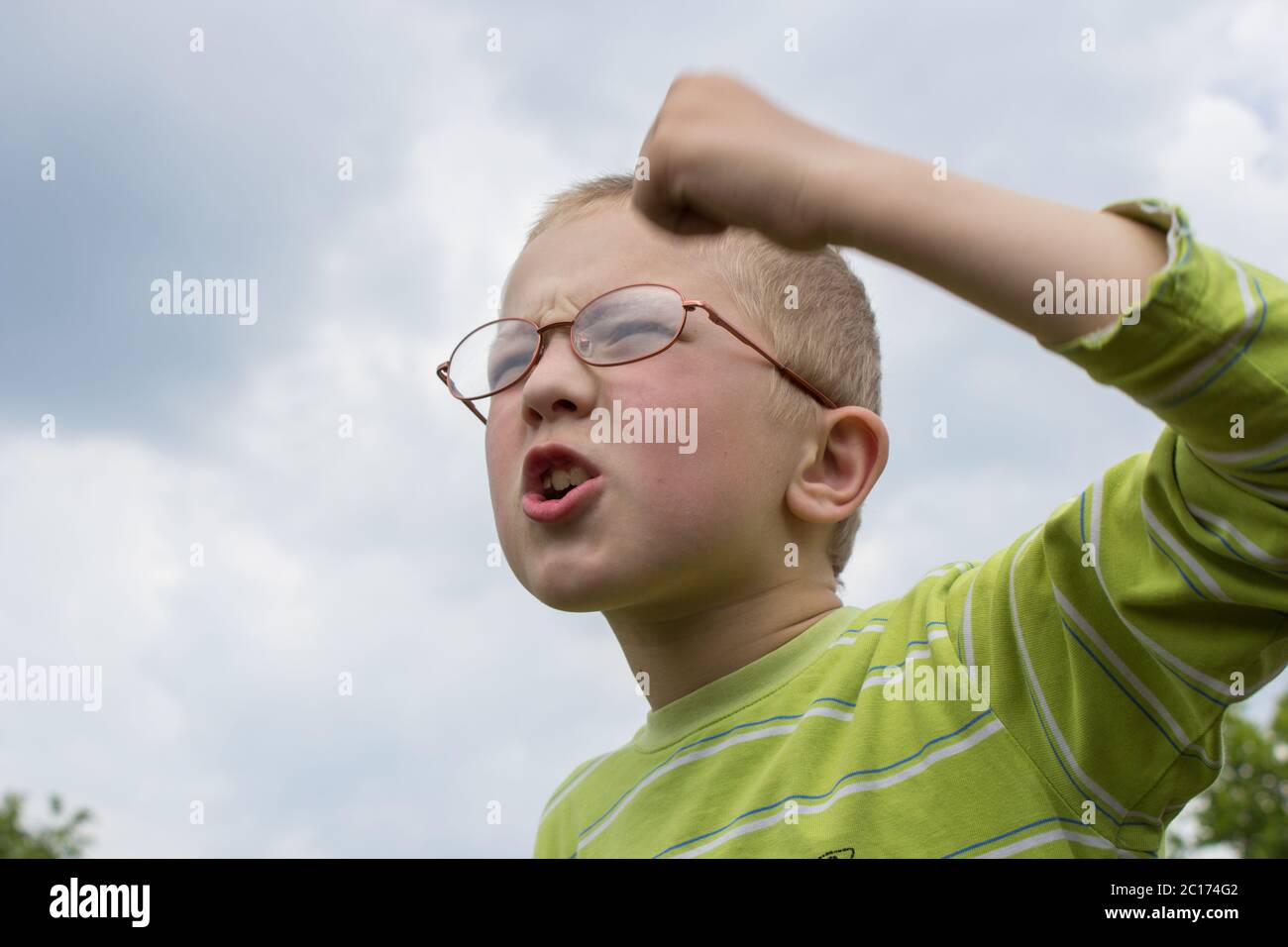 Boy shout hand hi-res stock photography and images - Alamy