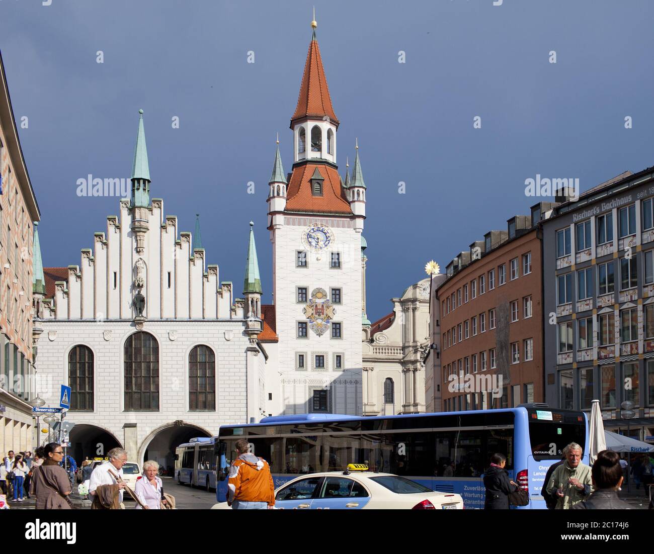 The Old Town Hall on the Central square of Munich and building 15th ...
