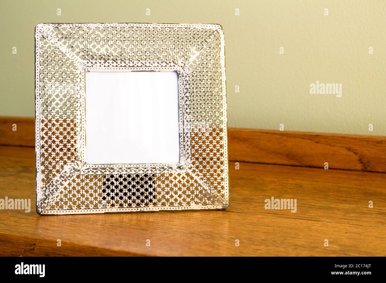 Photo frame - Wide cream coloured metal punched delicate frame with ...