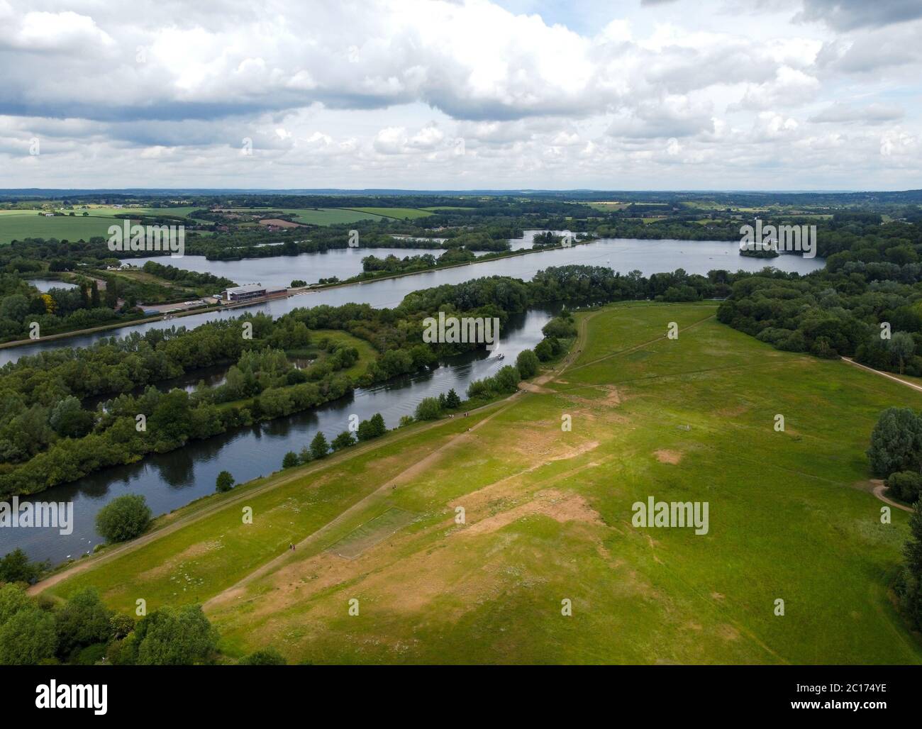 An Aerial view of the River Thames and a rowing lake Stock Photo - Alamy
