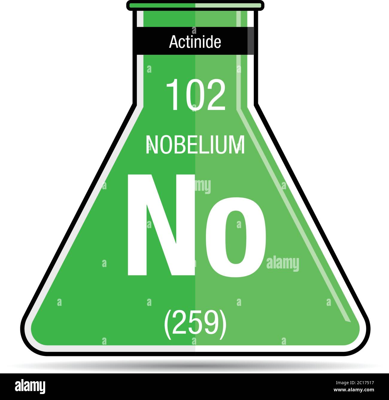 Nobelium symbol on chemical flask. Element number 102 of the Periodic ...
