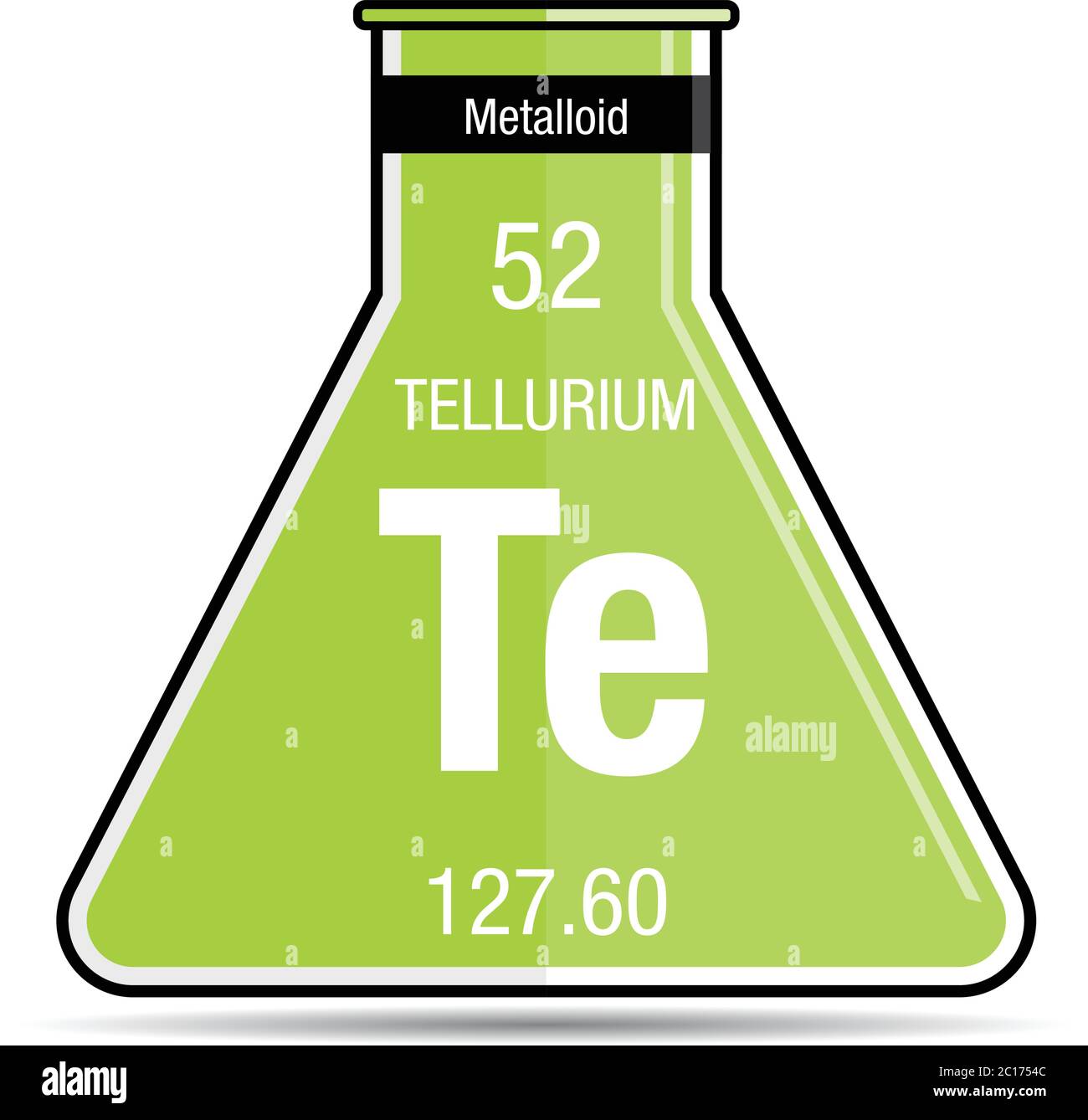 Tellurium symbol on chemical flask. Element number 52 of the Periodic ...