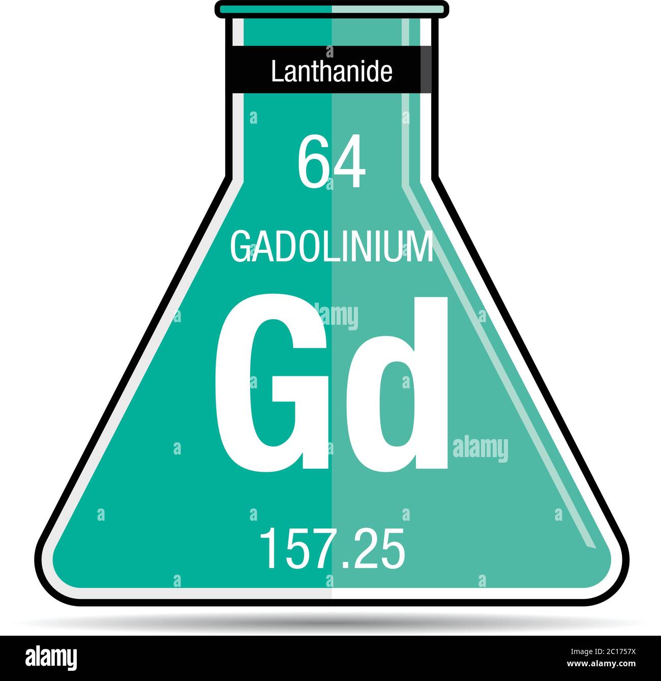 Gadolinium symbol on chemical flask. Element number 64 of the Periodic ...