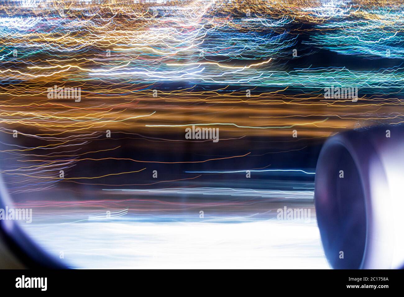 Miami Florida International Airport MIA,light trail,night,jet engine ...