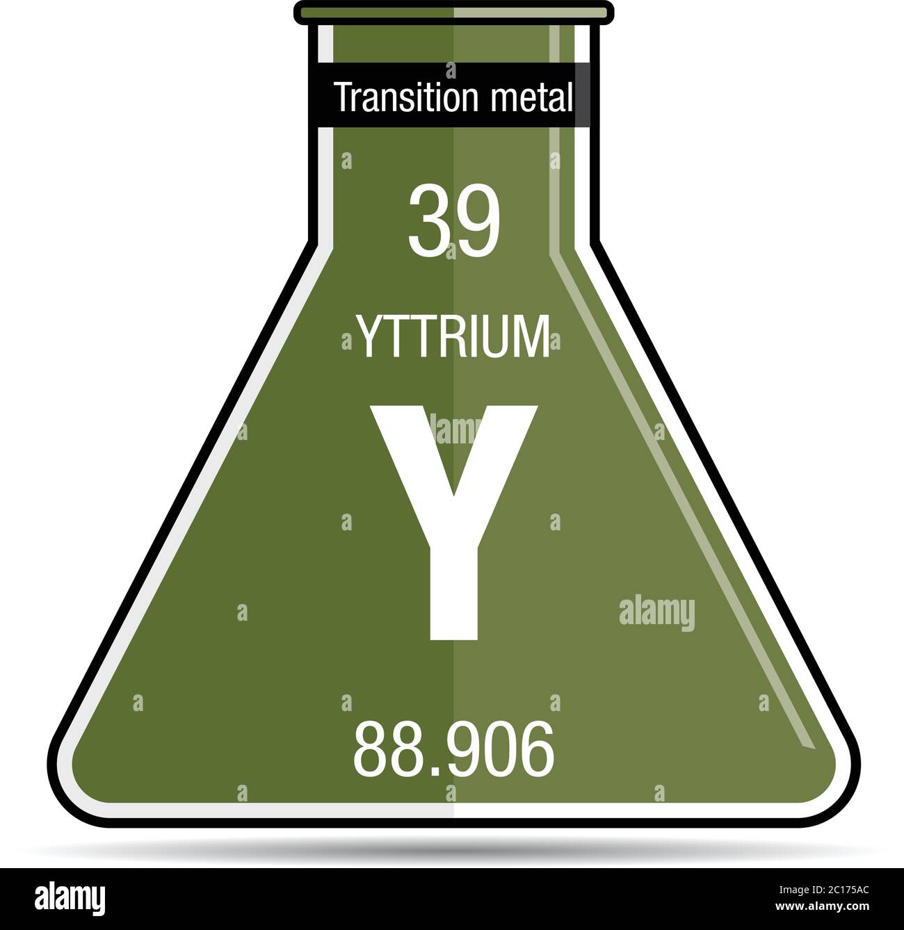 Yttrium symbol on chemical flask. Element number 39 of the Periodic Table of the Elements ...