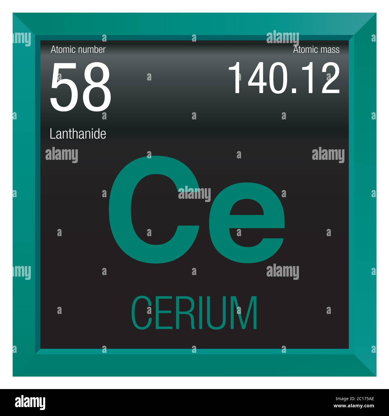 Cerium symbol. Element number 58 of the Periodic Table of the Elements ...