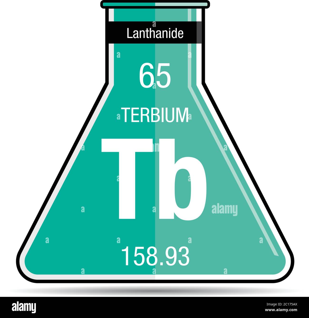 Terbium symbol on chemical flask. Element number 65 of the Periodic ...