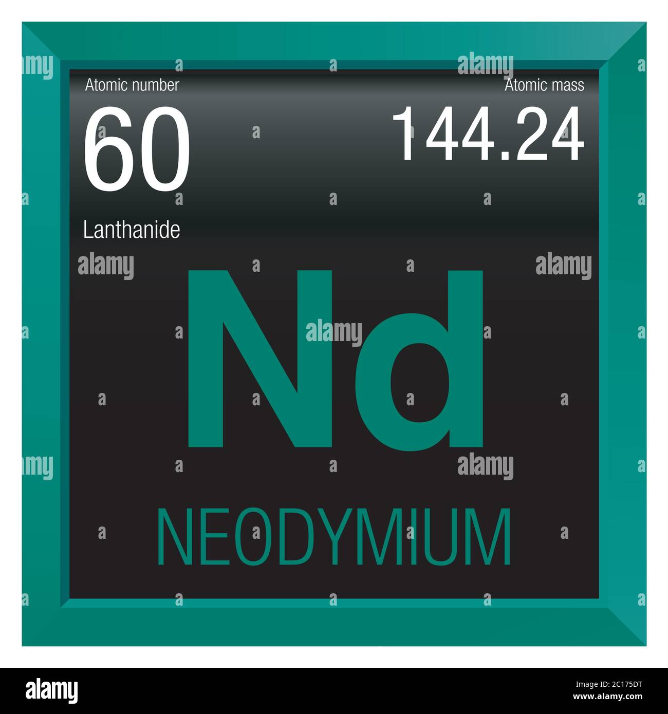 Neodymium symbol. Element number 60 of the Periodic Table of the ...
