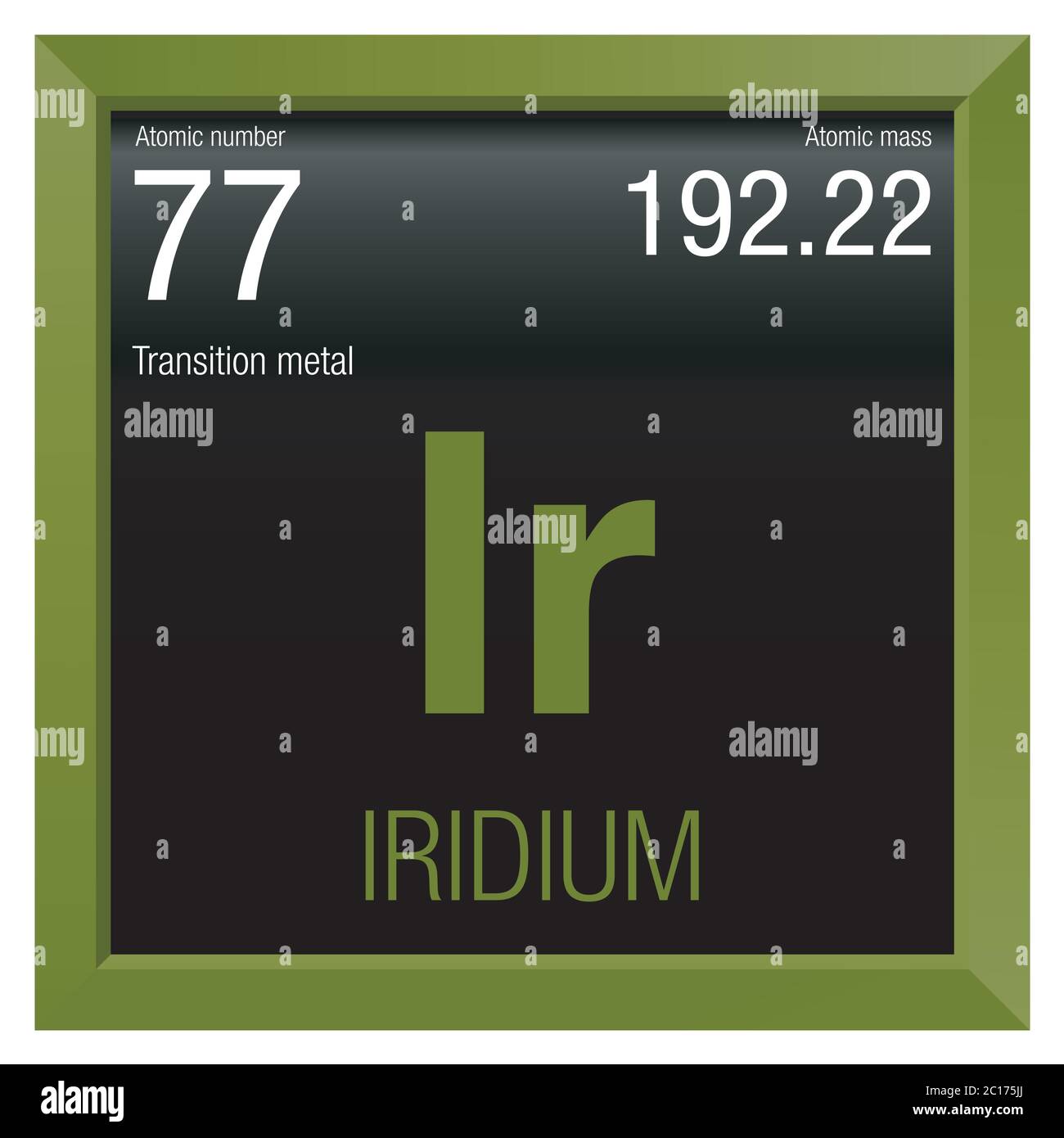 Iridium symbol. Element number 77 of the Periodic Table of the Elements - Chemistry - Green ...