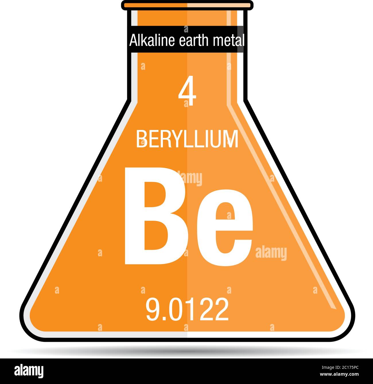 Beryllium symbol on chemical flask. Element number 4 of the Periodic ...