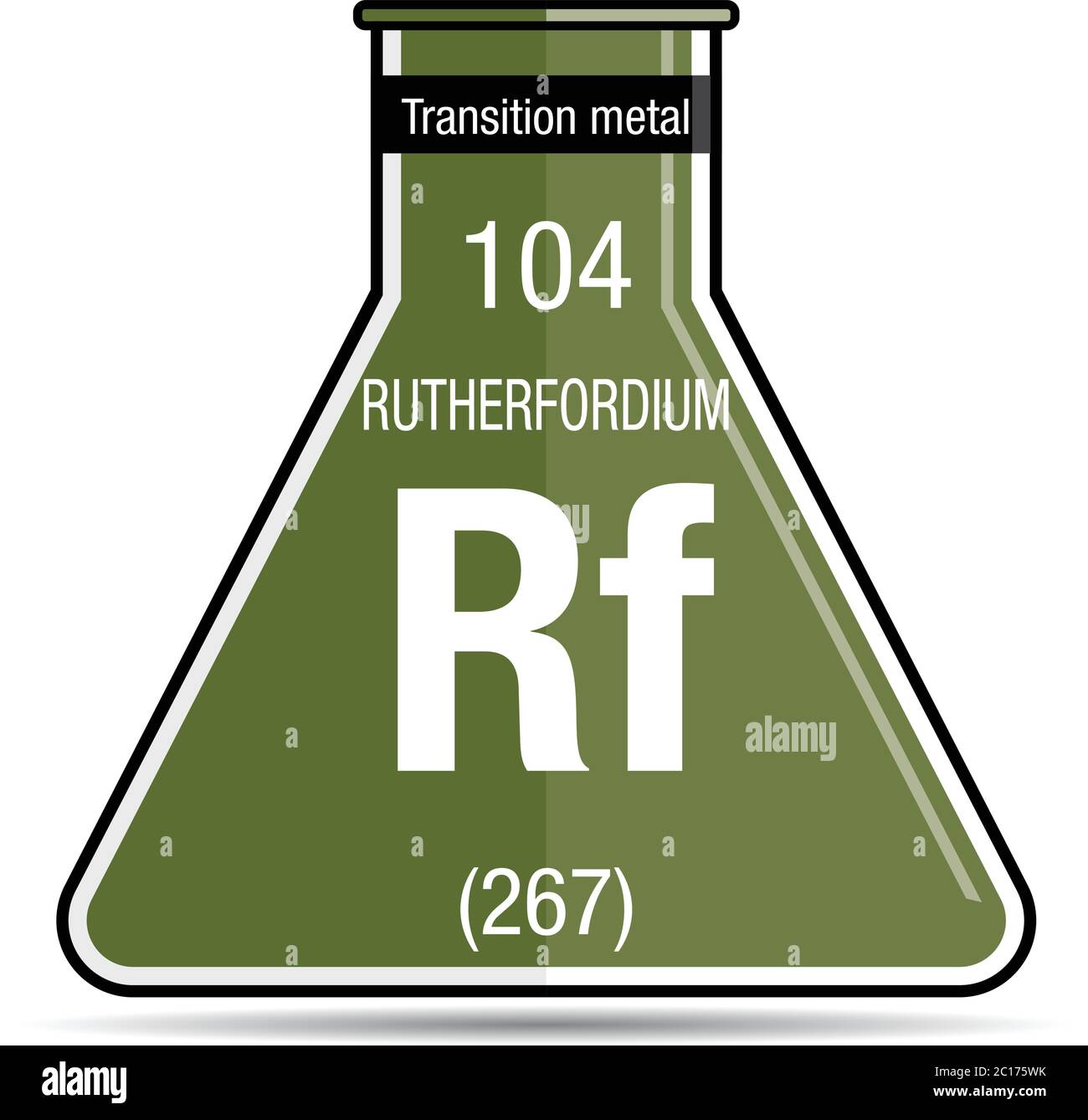 Rutherfordium symbol on chemical flask. Element number 104 of the ...