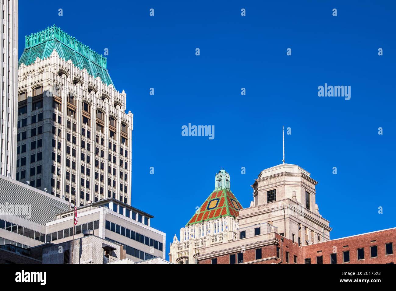 View of rooftops of downtown Tulsa Oklahoma -mixture of Art Deco and ...