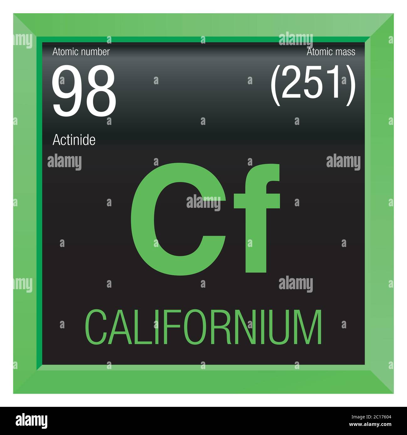 Californium symbol. Element number 98 of the Periodic Table of the ...