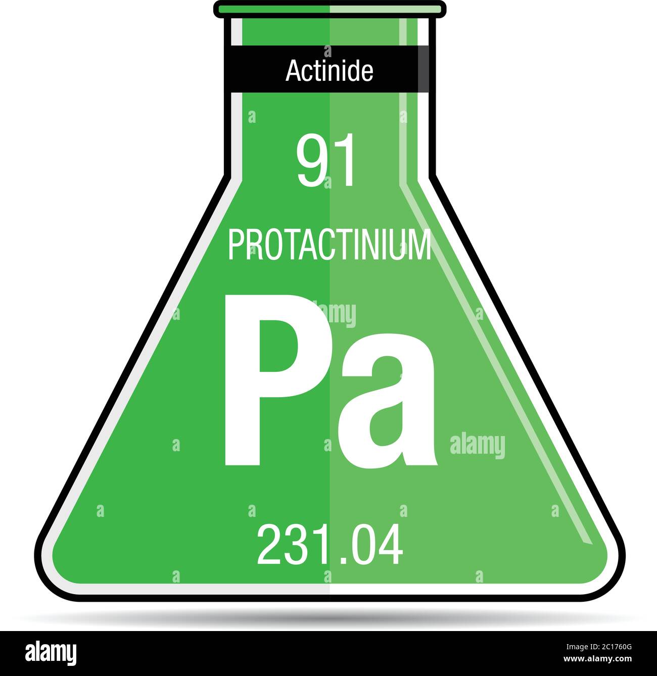 Protactinium symbol on chemical flask. Element number 91 of the ...