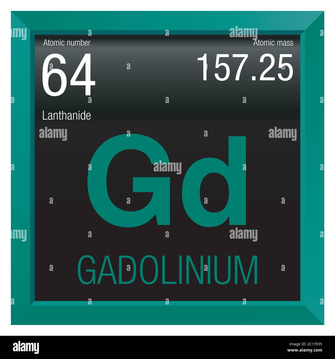 Gadolinium symbol. Element number 64 of the Periodic Table of the ...