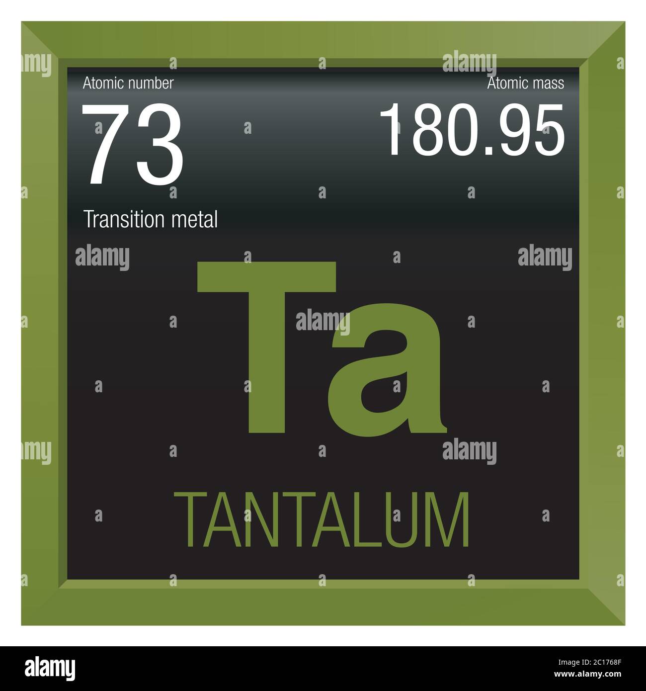 Tantalum symbol. Element number 73 of the Periodic Table of the ...
