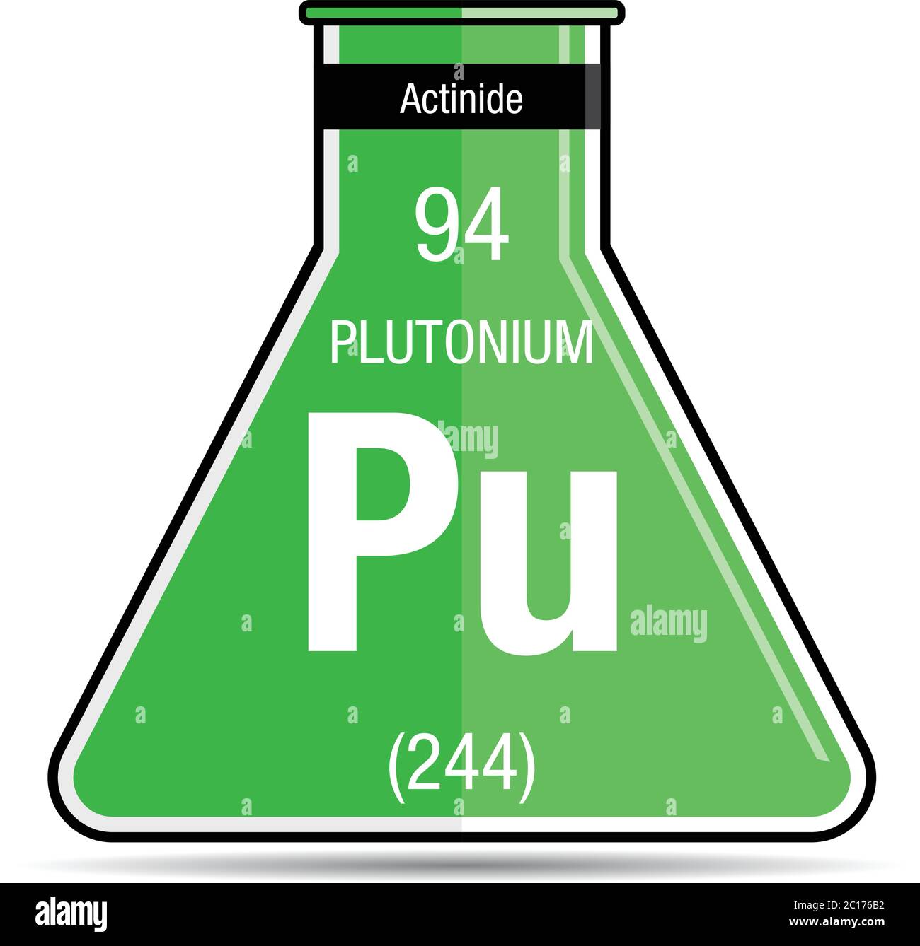 Plutonium symbol on chemical flask. Element number 94 of the Periodic Table of the Elements ...
