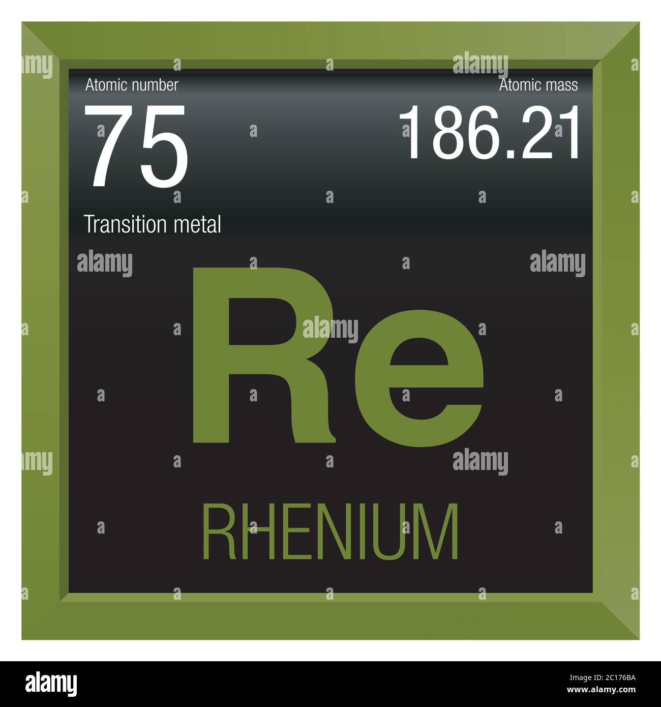 Rhenium symbol. Element number 75 of the Periodic Table of the Elements ... Rhenium symbol. Element number 75 of the Periodic Table of the Elements ...
