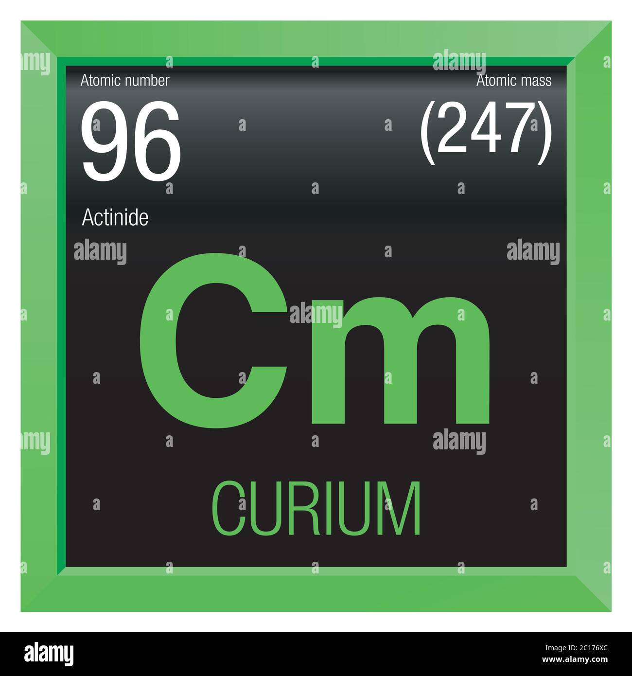 Curium symbol. Element number 96 of the Periodic Table of the Elements ...