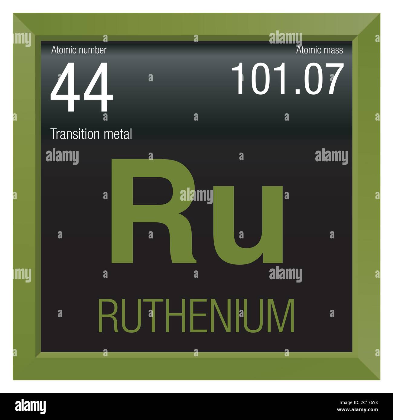 Ruthenium symbol. Element number 44 of the Periodic Table of the ...