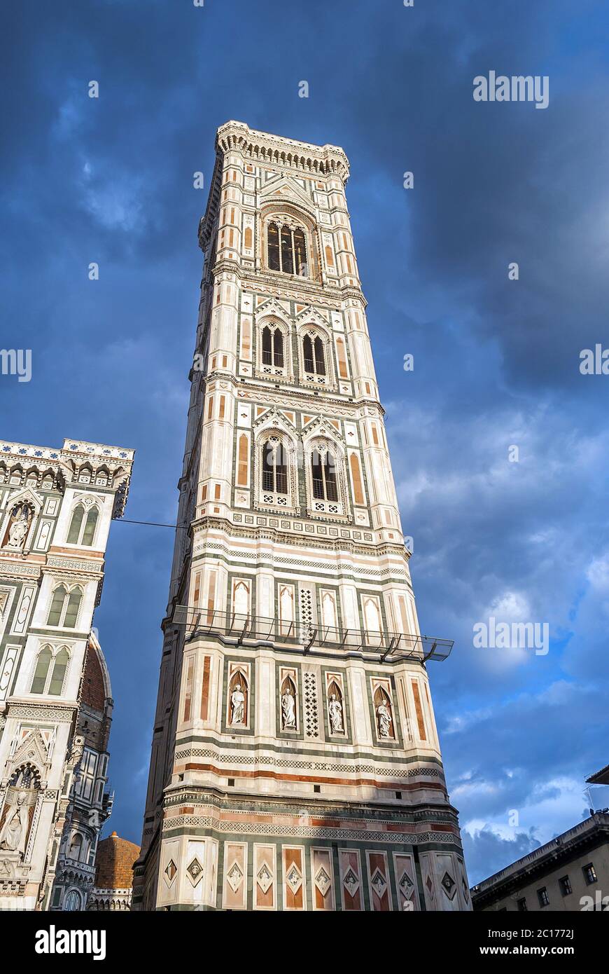 bottom view of the famous Campanile (tower bell) in a cloudy day in ...