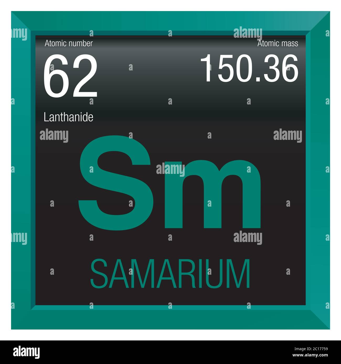 Samarium symbol. Element number 62 of the Periodic Table of the ...