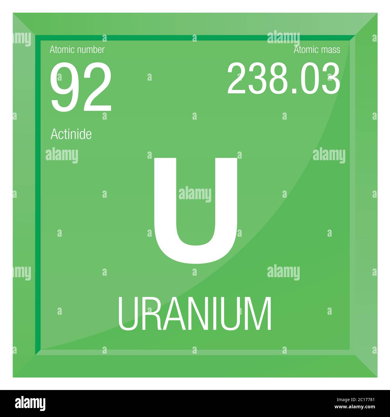Uranium symbol. Element number 92 of the Periodic Table of the Elements ...