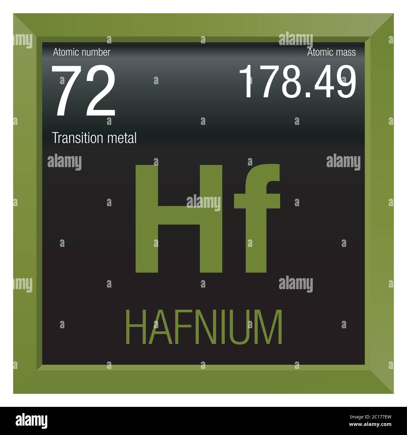 Hafnium symbol. Element number 72 of the Periodic Table of the Elements ...