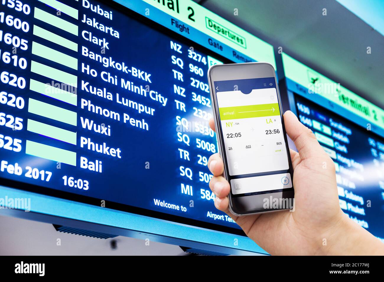 mobile phone with screen in airport Stock Photo - Alamy