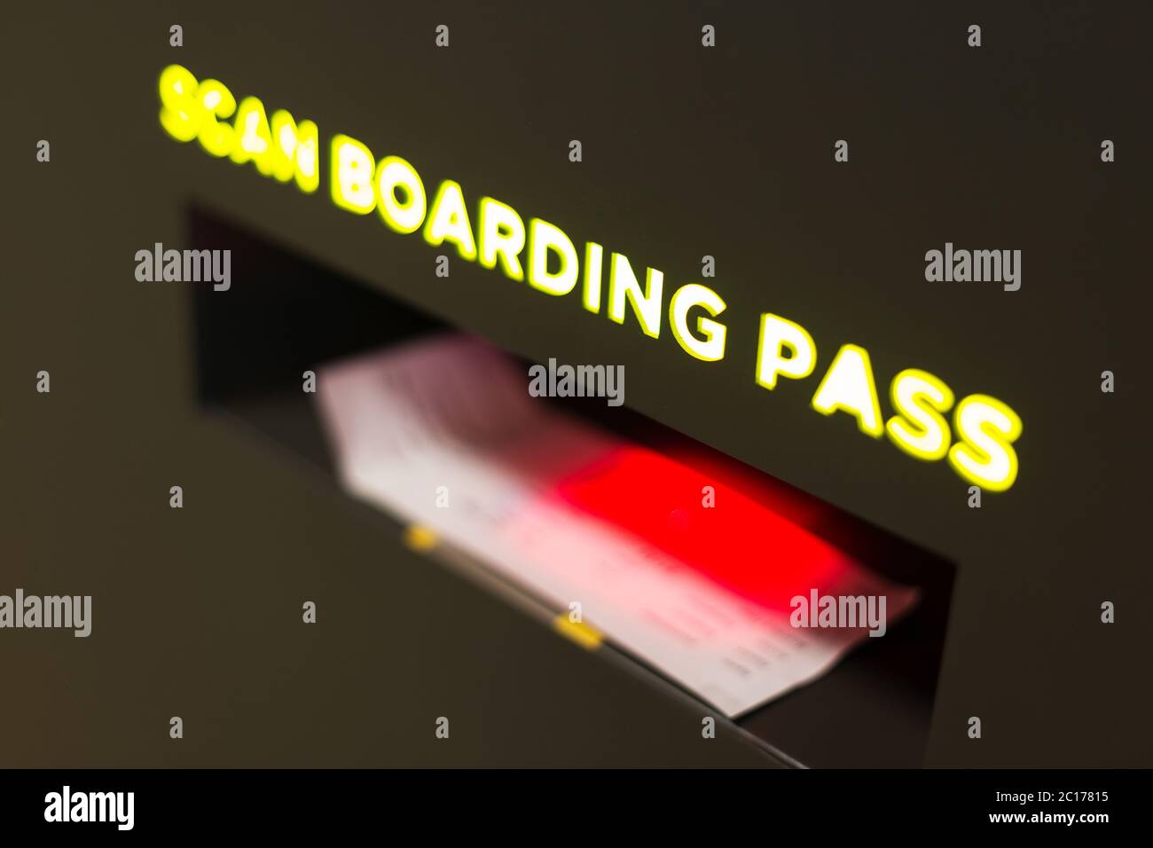 scan boarding pass in airport Stock Photo - Alamy
