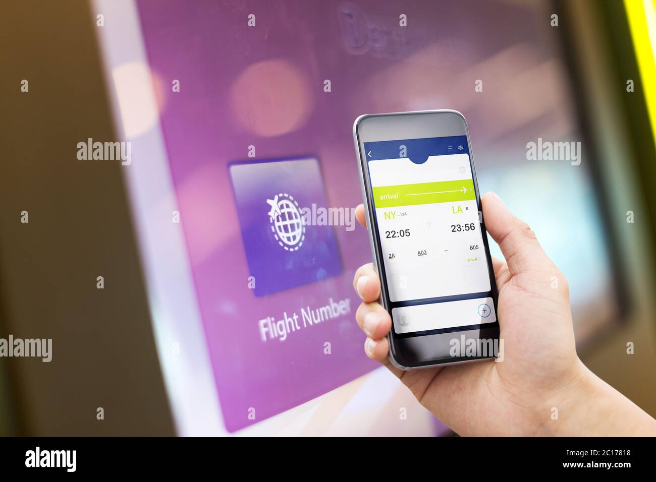 mobile phone with screen in airport Stock Photo - Alamy