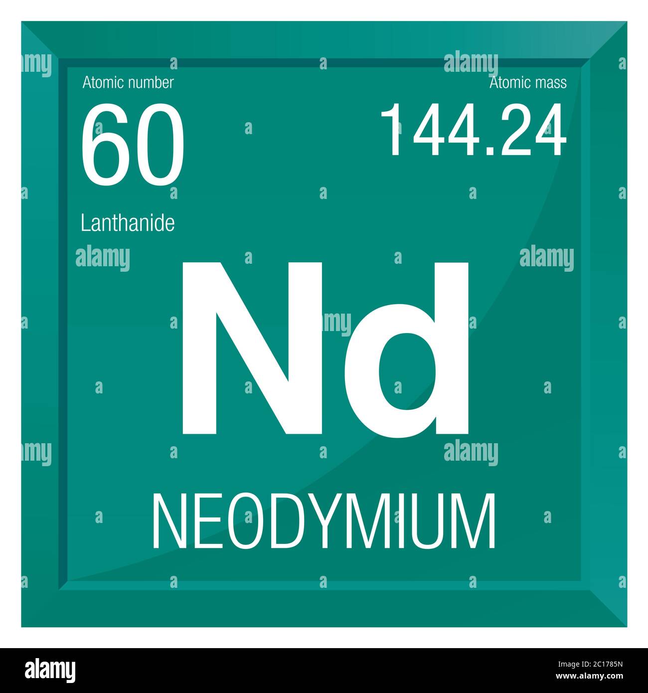 Neodymium symbol. Element number 60 of the Periodic Table of the ...