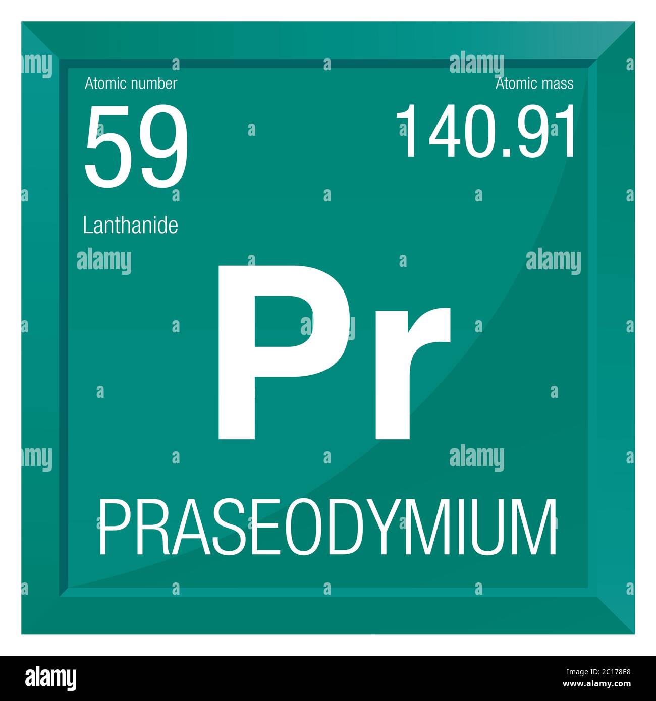 Praseodymium symbol. Element number 59 of the Periodic Table of the Elements - Chemistry ...