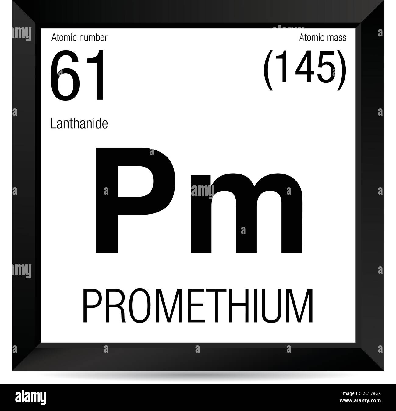 Promethium symbol. Element number 61 of the Periodic Table of the ...